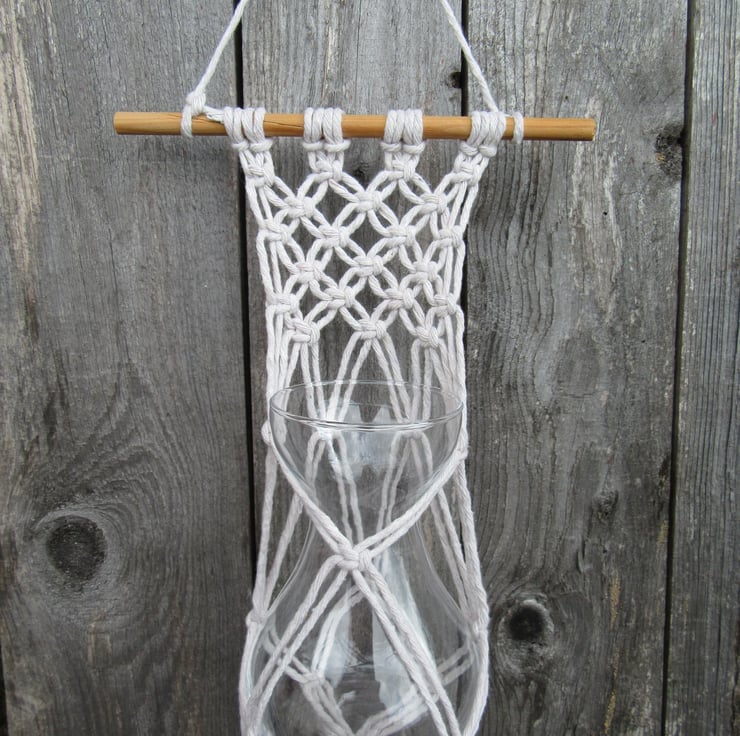 Macrame vase wall decor, flower holder, indoor ... - Folksy