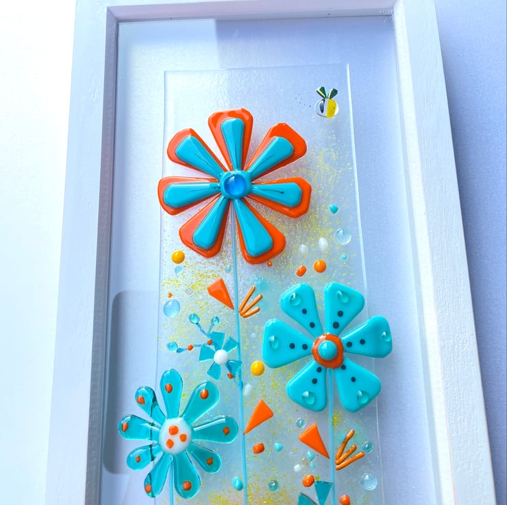 Fused glass floral ( retro inspired ) panel - Folksy