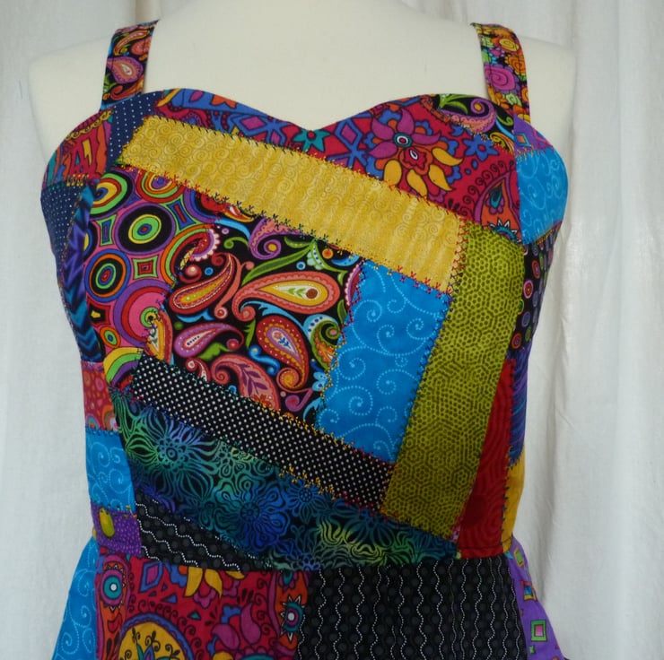 SALE ! Knee Length Patchwork Cotton Sundress Si... - Folksy