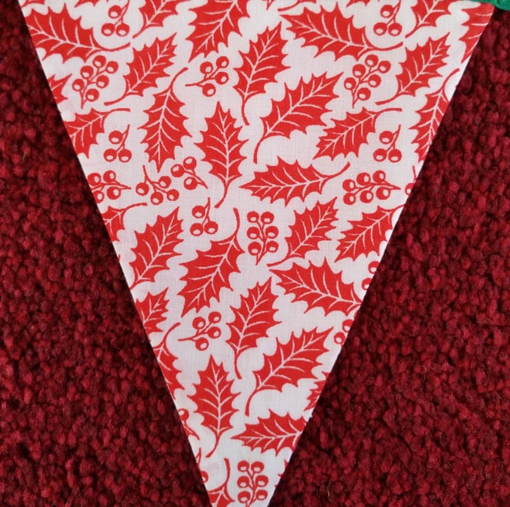 Christmas Holly Leaves Design Bunting - 12 Flag... - Folksy