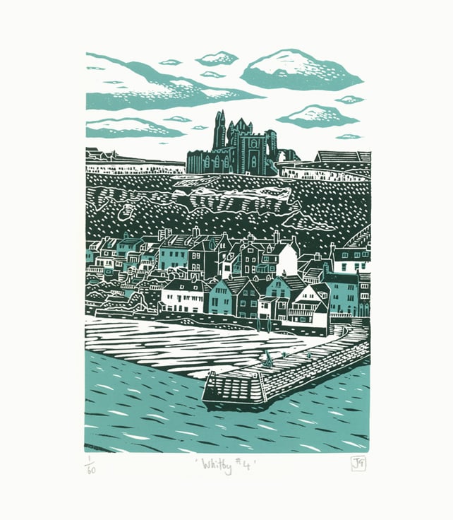 Whitby No.4 two-colour A3 screen-print - Folksy