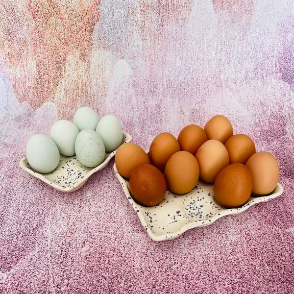 White Ceramic Egg Tray, Holds 6 or 12 Eggs - Ma... - Folksy