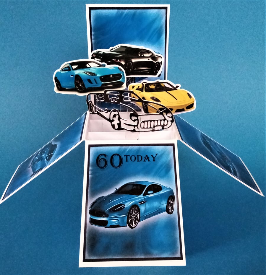Men's 60th Birthday Card with Cars - Folksy