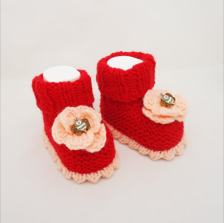 Baby Booties, Cute Baby Booties in Red, Red Bab... - Folksy