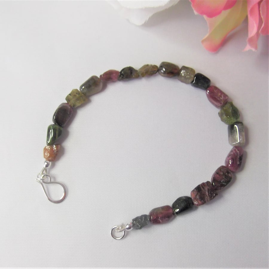 Tourmaline rough and polished gemstone mix brac... - Folksy