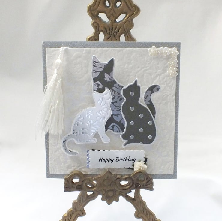 Luxury Handmade Cats Birthday Card - Folksy