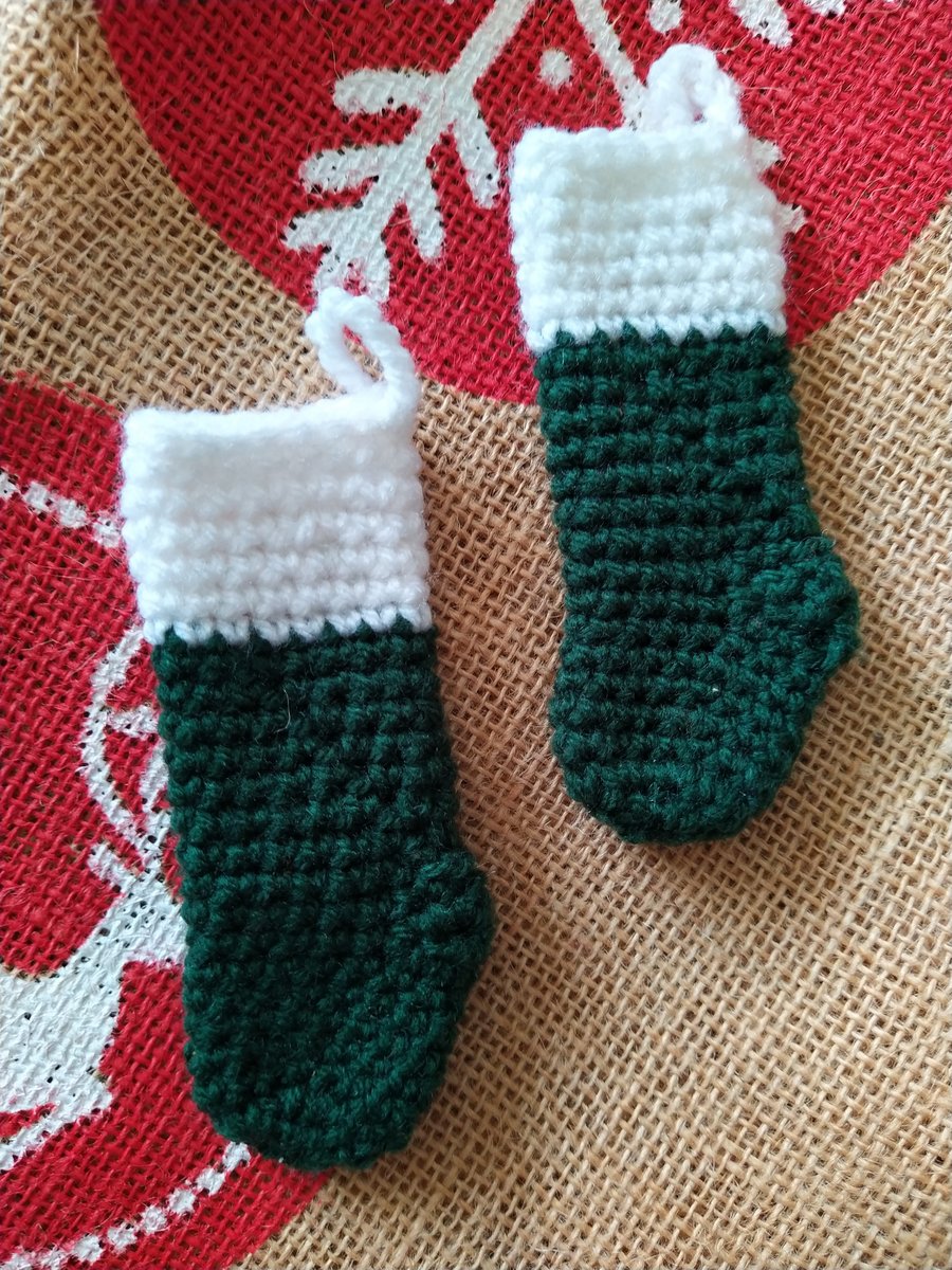 Mini Christmas Stocking Tree Decoration (Pair) ... - Folksy