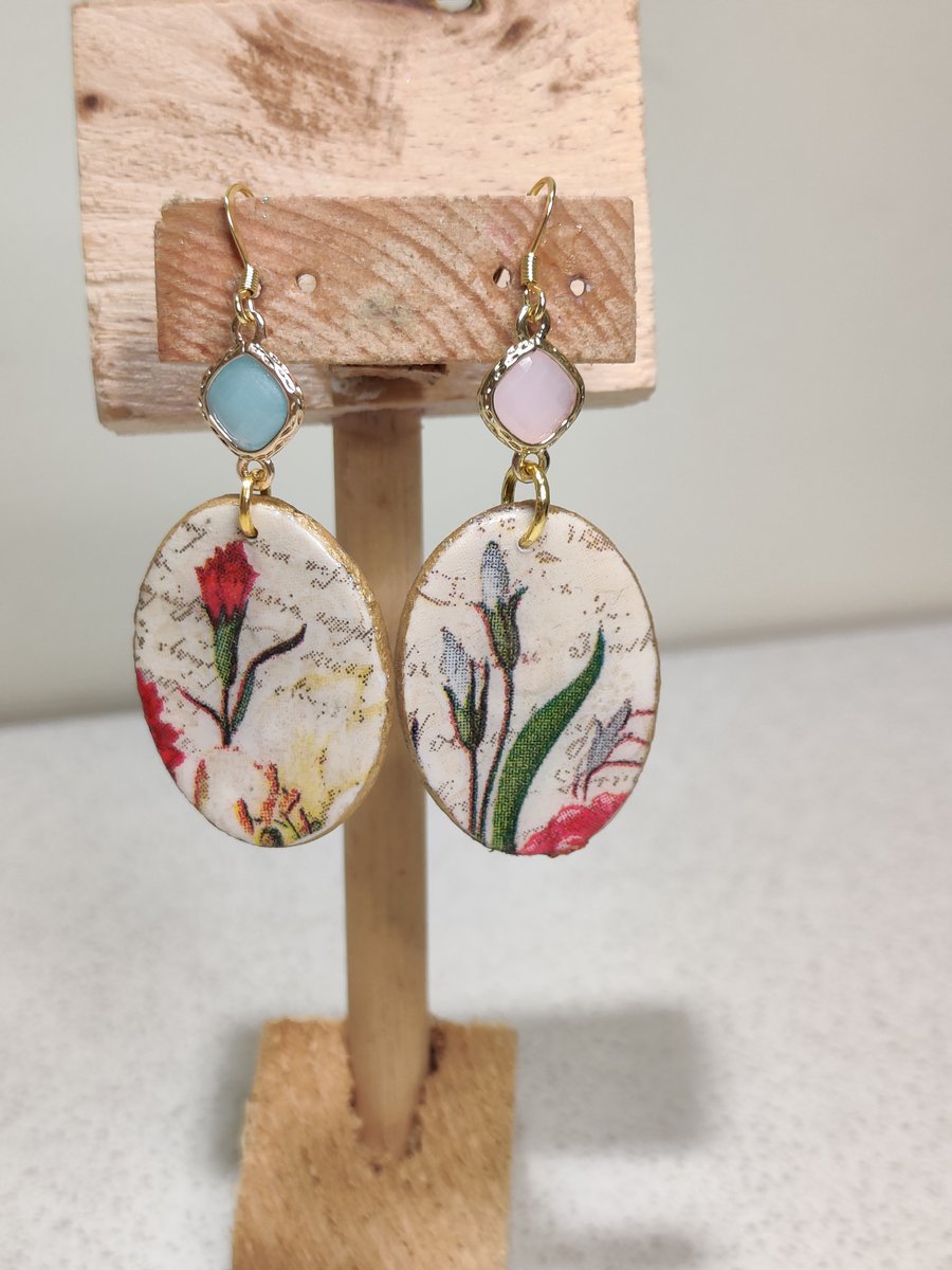 Flower polymer clay earrings- prototype - Folksy