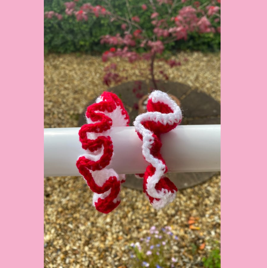 Red and White Crochet Scrunchies - Folksy