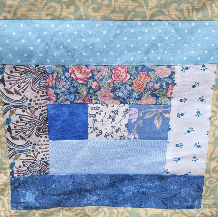 Homemade Blue Log cabin Patchwork quilt (2) - Folksy