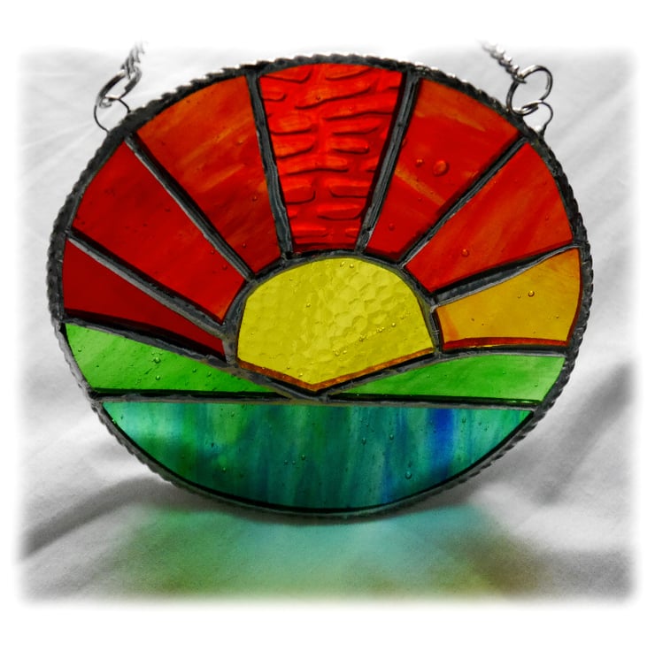 Sunrise Picture Stained Glass Suncatcher Handma... - Folksy