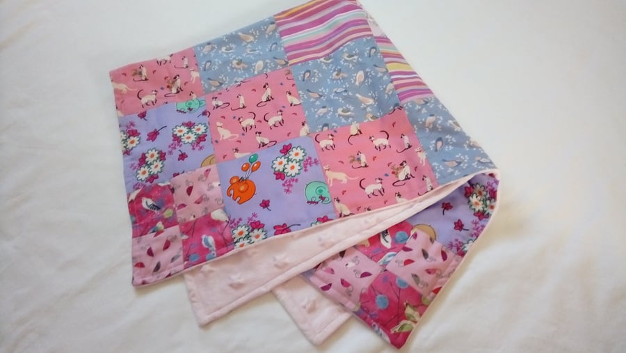 Pink Baby Patchwork Cot Blanket - Folksy