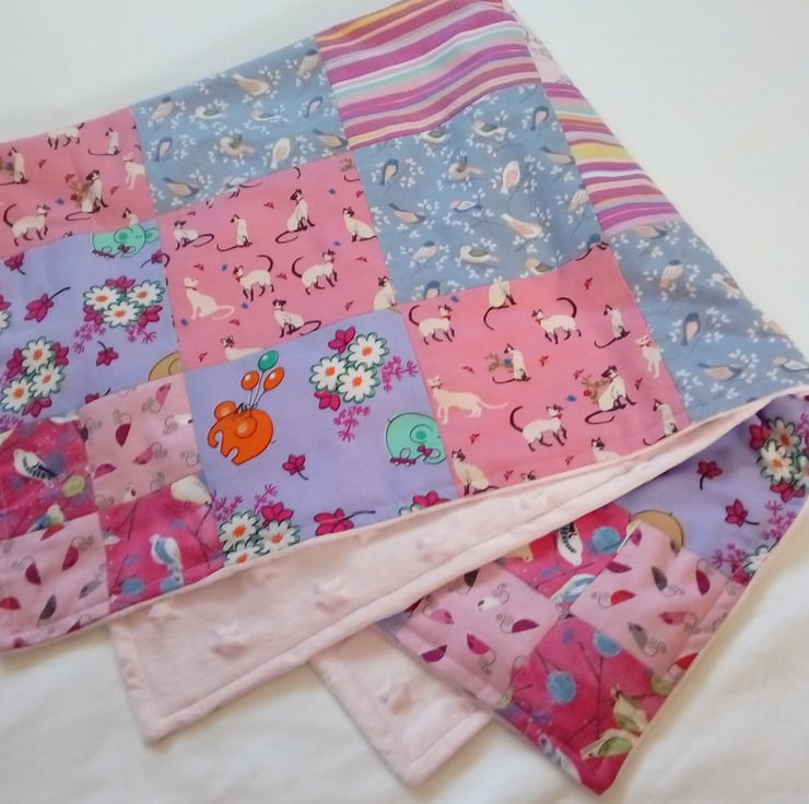 Pink Baby Patchwork Cot Blanket - Folksy