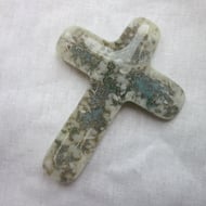 Handmade cast glass holding cross - Marbled relic - Folksy