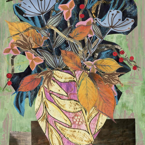 A3 art print - Autumn foliage with red berries ... - Folksy