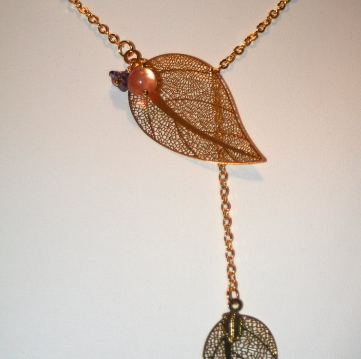 Filigree leaf pendant necklace - Folksy