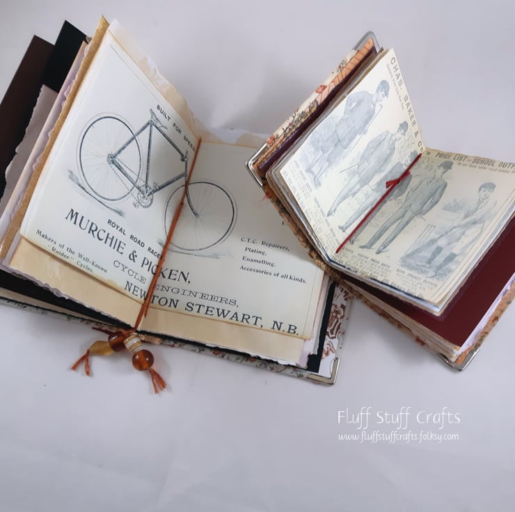 Set of 2 small notebooks, junk journals, handmade - Folksy