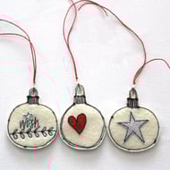 Felt Bauble Parcel Toppers - Pack of 3 - Folksy