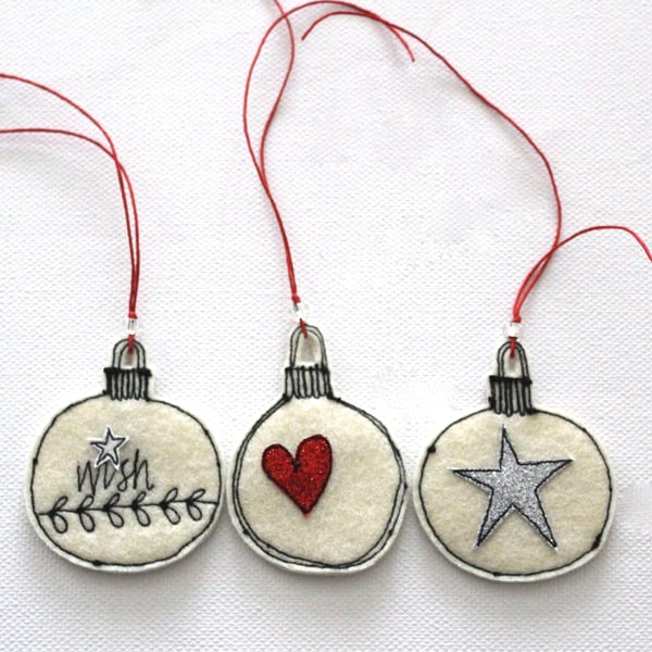 Felt Bauble Parcel Toppers - Pack of 3 - Folksy