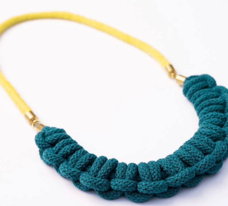 Recycled cotton rope knot necklace (The Lustleigh) - Folksy