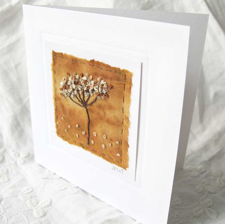 RUST PRINTED EMBROIDERED CARD - Folksy