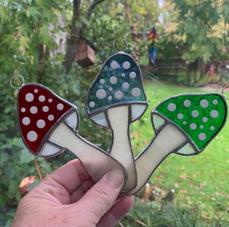 Stained Glass Toadstool Suncatcher - Handmade W... - Folksy