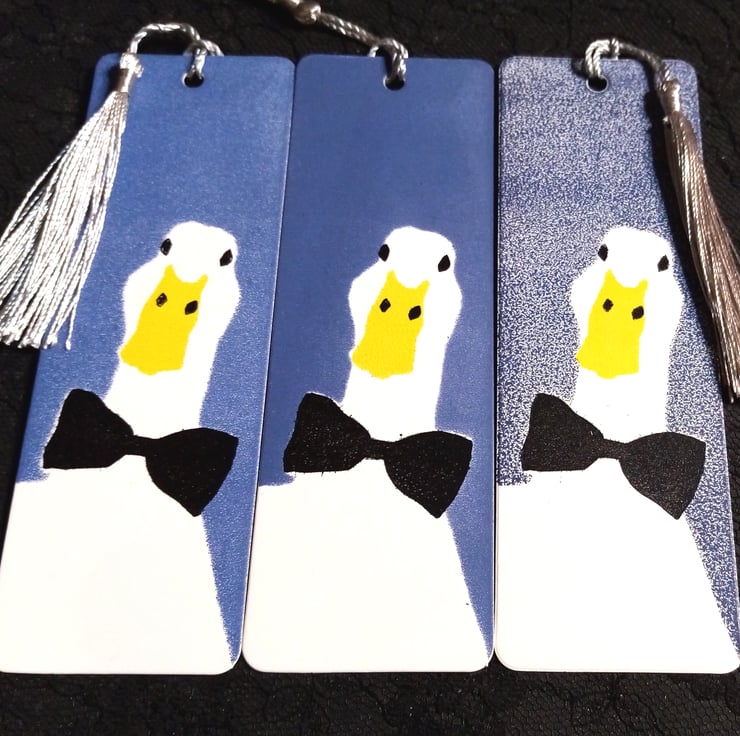 Dapper Duck Hand Printed Card Bookmark with Tassle - Folksy