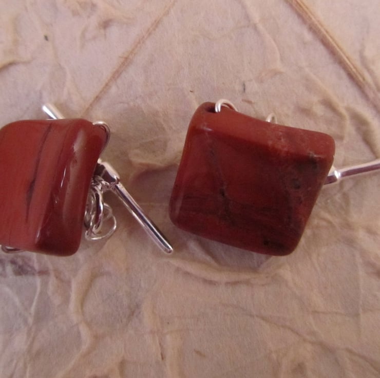 Red Jasper Square Cuff Links - Folksy