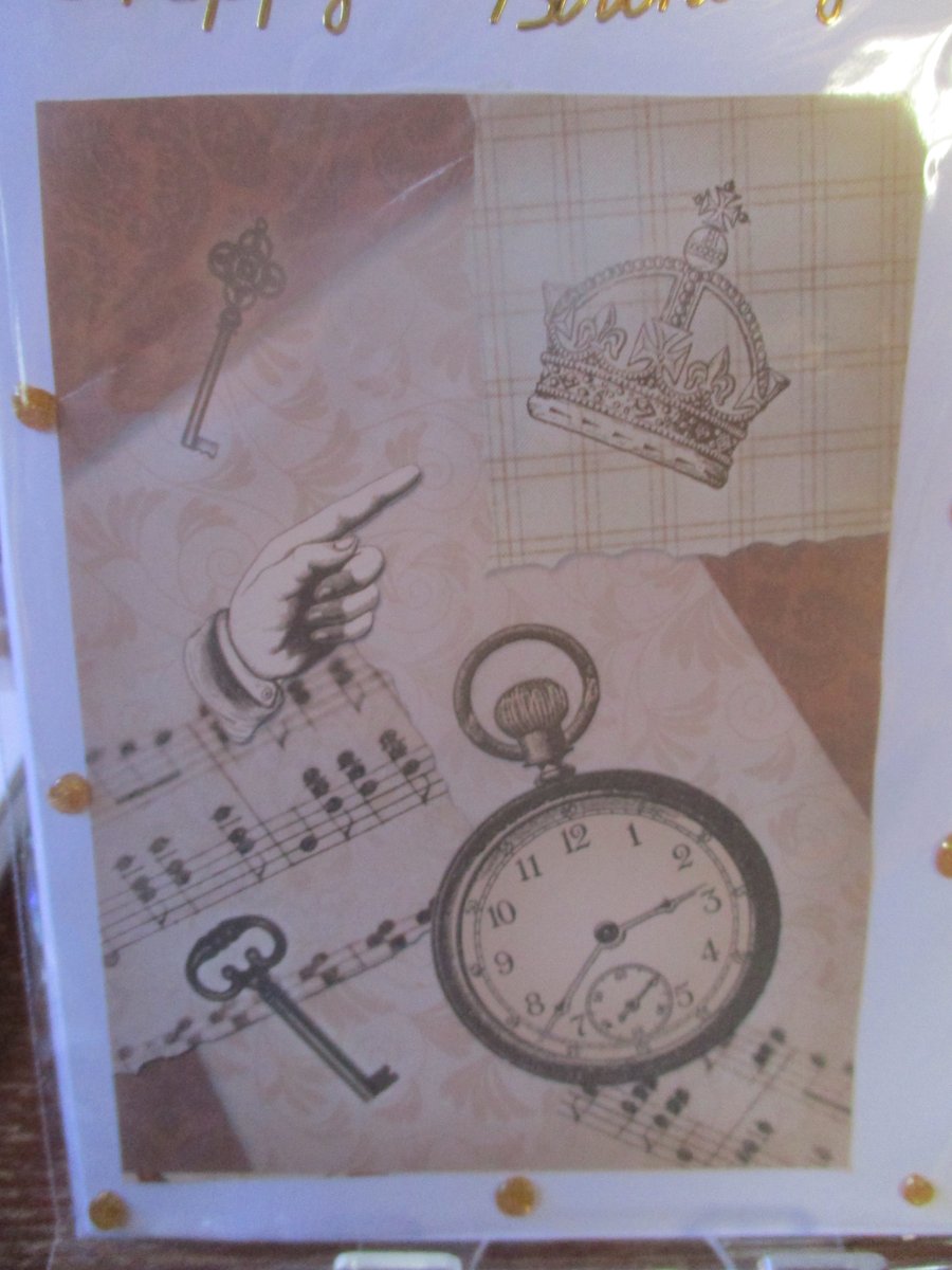 Happy Birthday Pocket Watch Card - Folksy