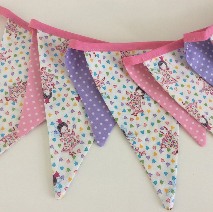 Fairy princess bunting - 9 flags 7ft with ties. - Folksy
