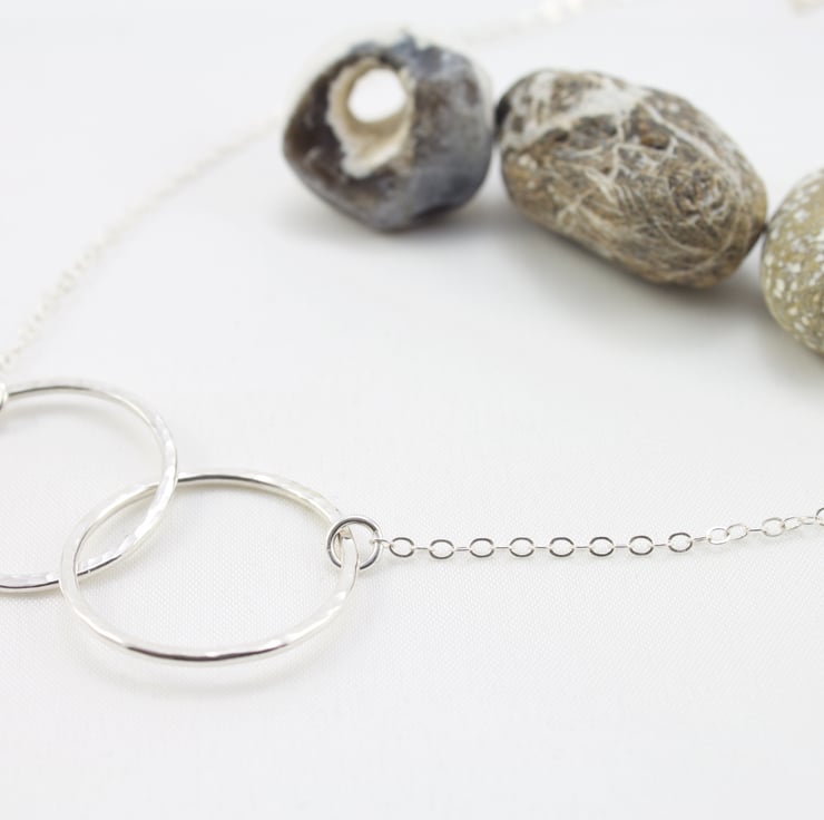 Sterling Silver Two Interlocking Circles Pendant - Folksy
