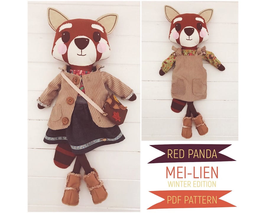 Digital PDF Sewing Pattern for Red Panda Doll '... - Folksy