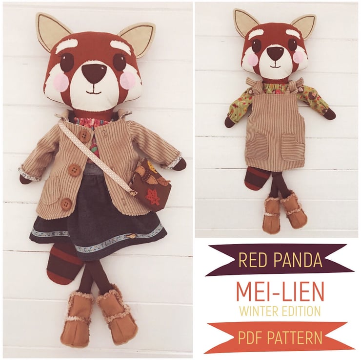 Digital PDF Sewing Pattern for Red Panda Doll '... - Folksy
