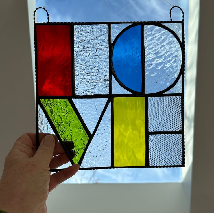 Stained Glass Abstract Love Panel - Handmade Ha... - Folksy