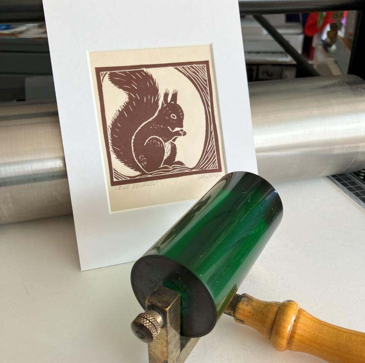 Lino Print - Red Squirrel - Folksy