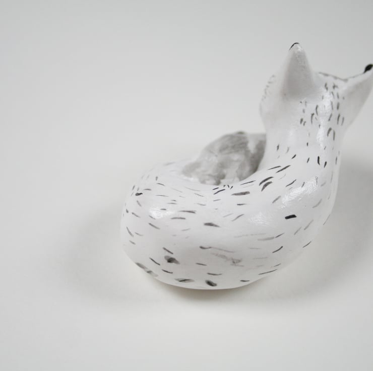 Arctic Fox Sculpture, Polymer Clay Animal - Folksy