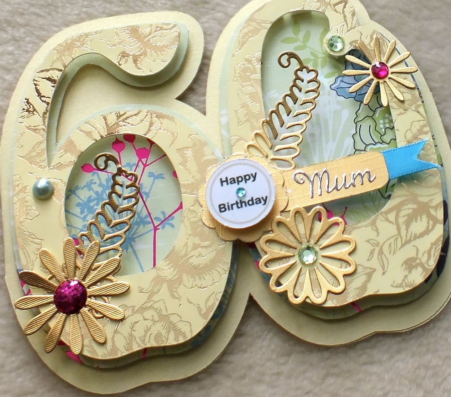 Luxury Handmade Personalised 60th Birthday Numb... - Folksy