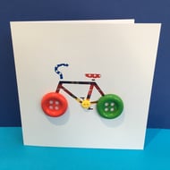 Bicycle Card with Button Wheels - Bike Greeting... - Folksy