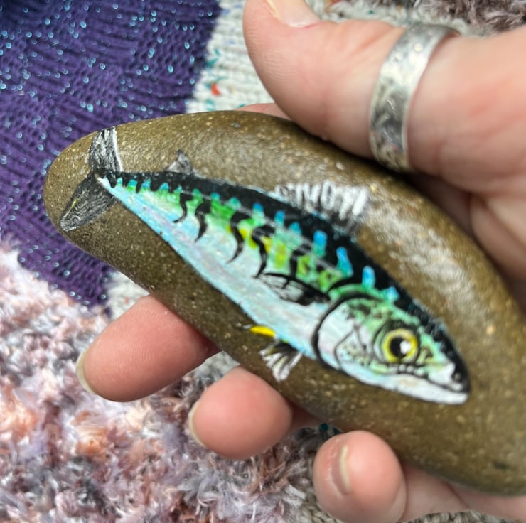 Mackerel hand painted and varnished paper weigh... - Folksy