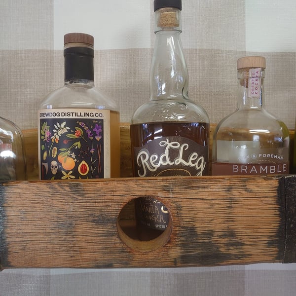 Whiskey Barrel Oak Stave Gin Shelf - Folksy