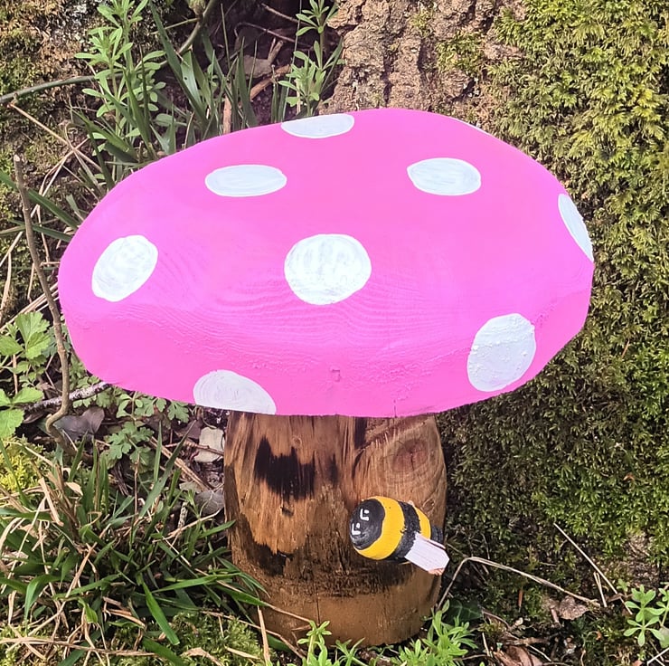 Spotty Pink Toadstool - Folksy