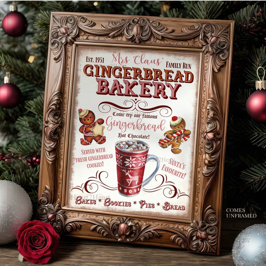 Mrs Claus' Gingerbread Sign, Wall Decor, Ginger... - Folksy