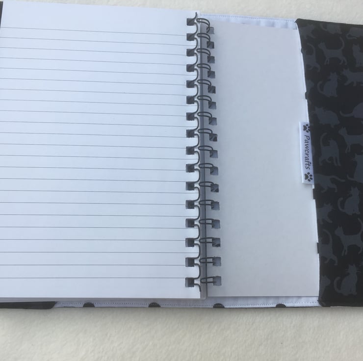 Cat Notebook Cover, Grey Cat, Fabric, A5, Stati... - Folksy