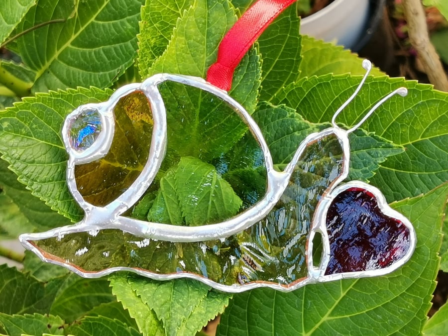 Stained glass snail suncatcher - Folksy