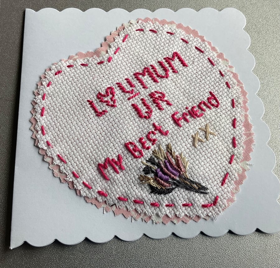 A pretty embroidered card for MUM - Folksy