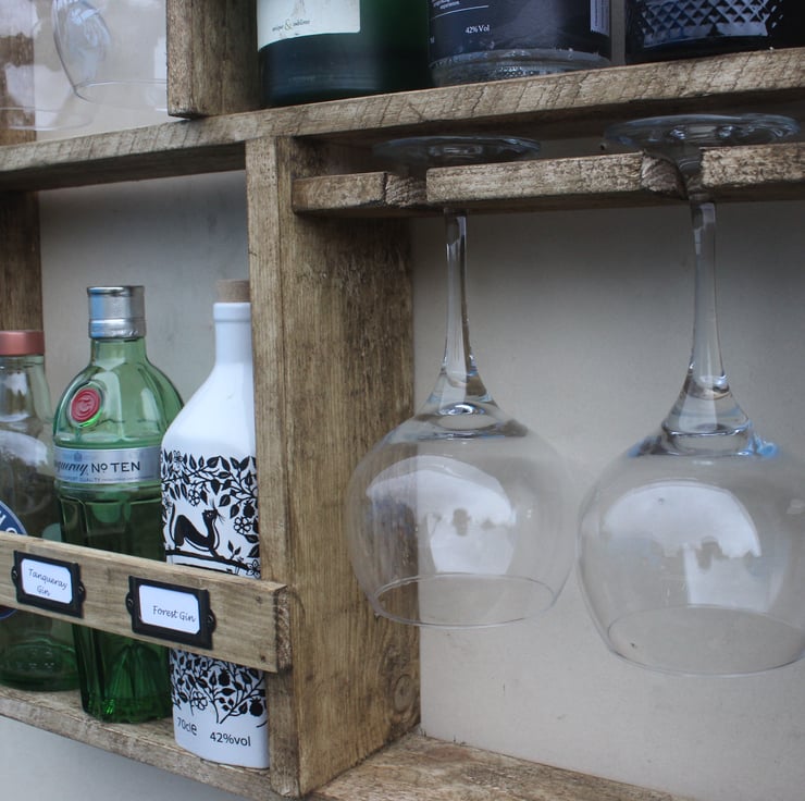 Gin rack, 6 bottles & 4 goblet glasses stor... - Folksy