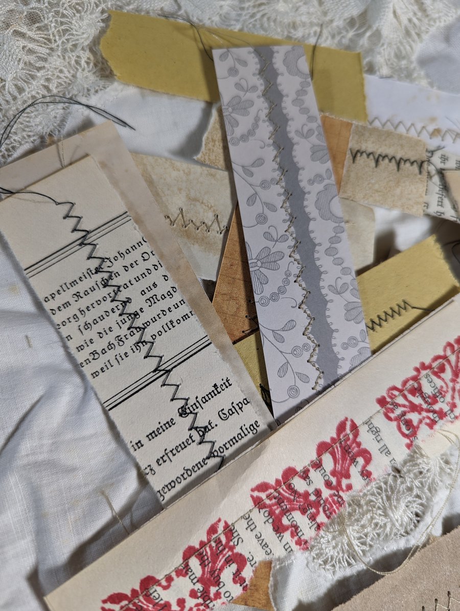 Scrappy Stitched Short Paper Strips ideal for j... - Folksy