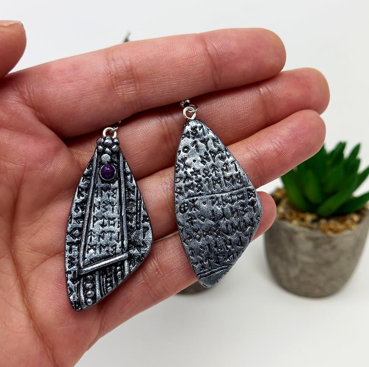 Old Norse Viking rune textured triangle earring... - Folksy