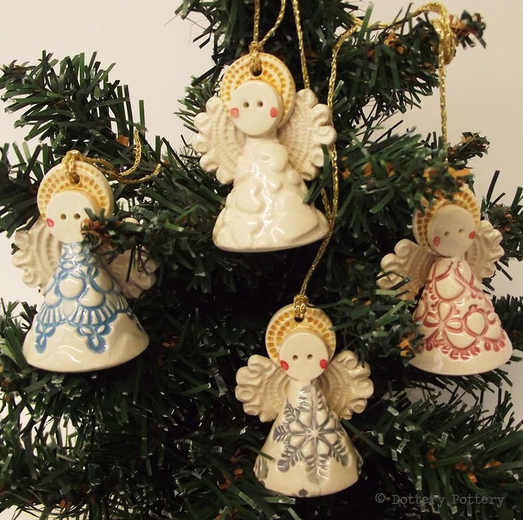 Teeny little ceramic angel Christmas decoration... - Folksy