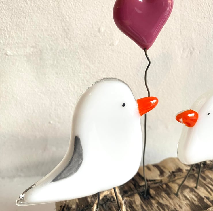 Unique fused glass bird seagulls ornament figur... - Folksy